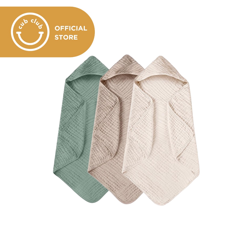 Cub Club Soft Cotton Muslin Hooded Towel for Newborn Baby and Toddlers ...