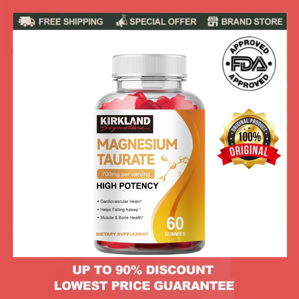 KIRK--LAND Magnesium Taurate Gummies 700mg Healthy Muscle Function ...