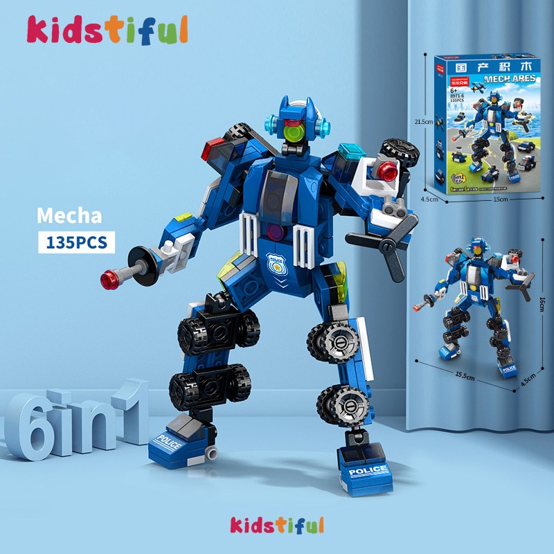 6 IN 1 Set SWAT Truck Building Blocks Toys with Police Minifigure ...