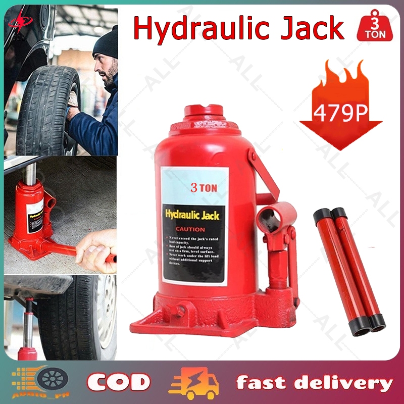3 Tons Car Horizontal Jack Hydraulic Extra Heavy Duty Bottle Type ...