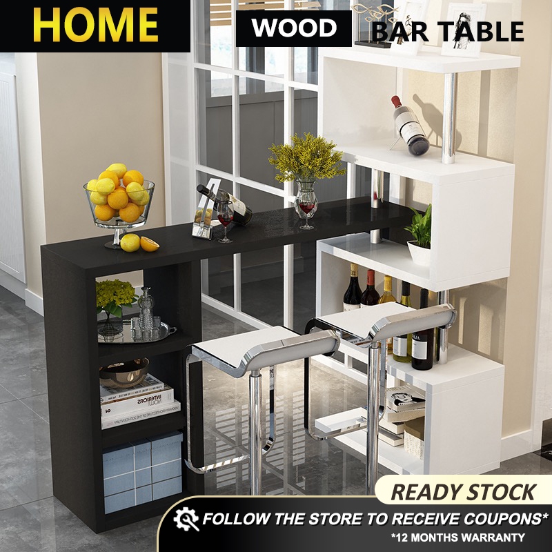 HOME FACTOR Bar table White+Black rotating bar table dining table ...