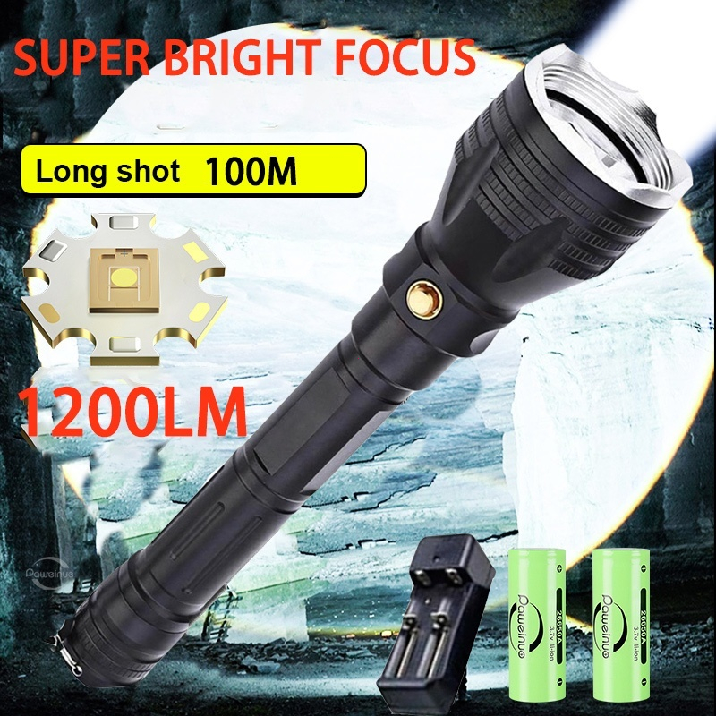Diving Flashlight T6 LED White Light 100M Depth Torch Scuba Dive Lamp ...