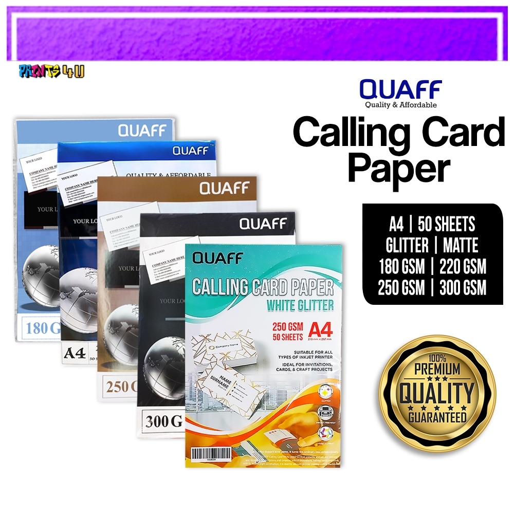 Quaff A4 Size Calling Card Paper Matte Double Sided 220gsm & 250gsm ...