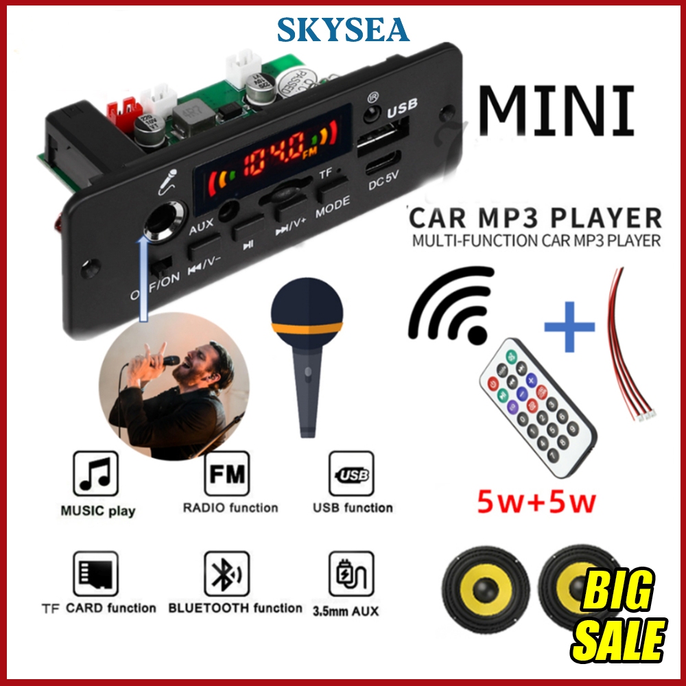 Wireless Bluetooth 5.0 Decoder Board 5V 10W Amplifier Recording MP3 ...