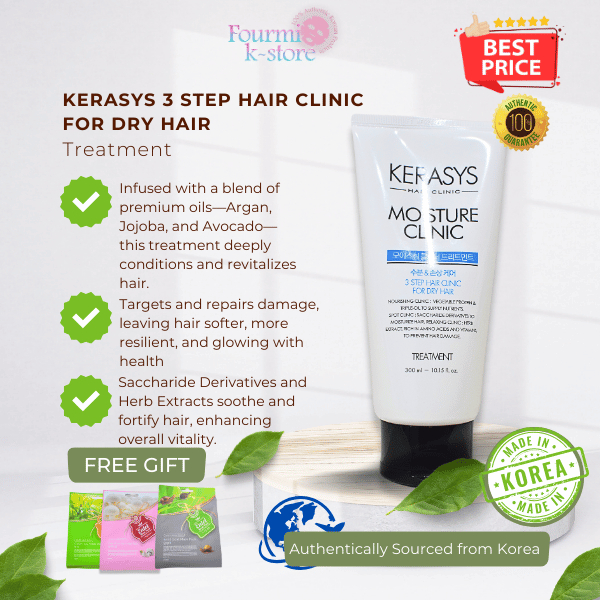 Kerasys Hair Clinic Moisture Clinic 3 Step Hair Treatment for Dry Hair ...