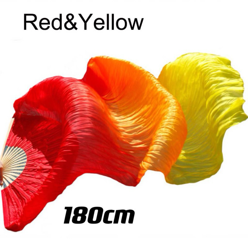Multicolor Long Dance Fan Performance Long Fans Multicolor 180cm Bamboo ...