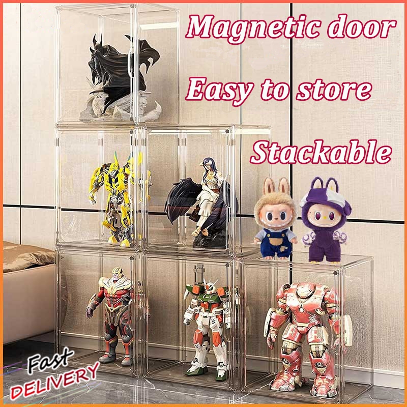 Transparent Acrylic Toy Display Case Stackable Magnetic acrylic box ...