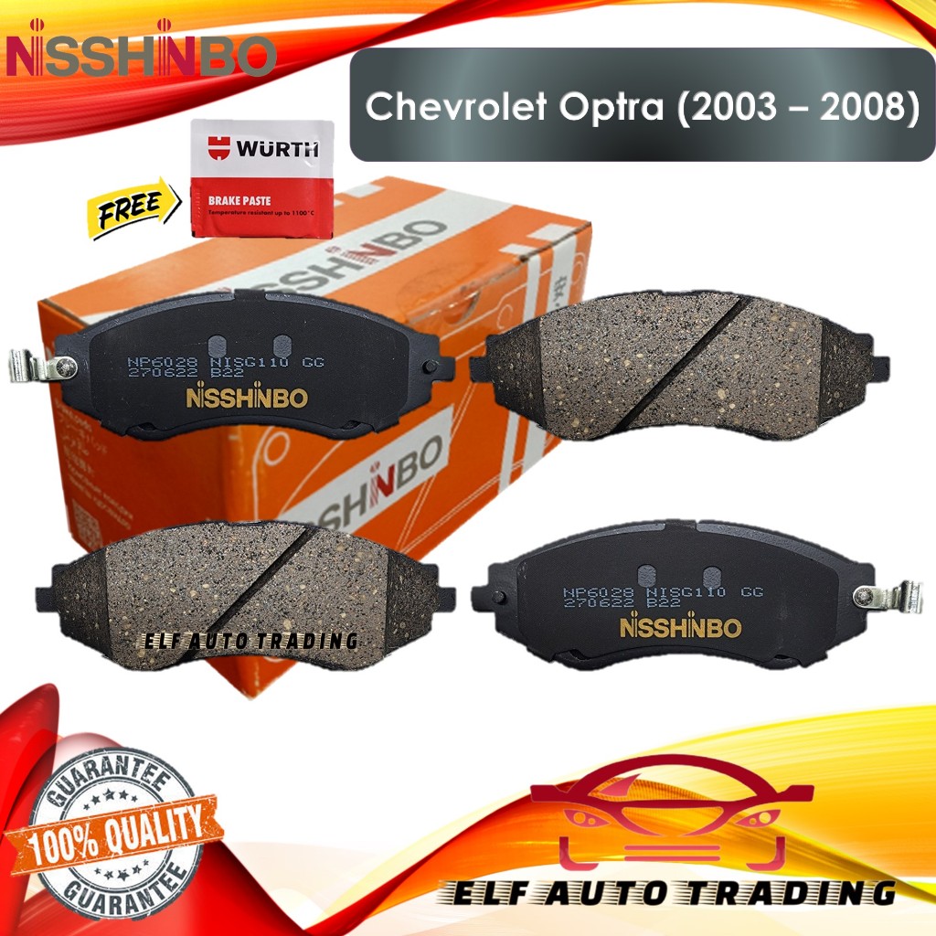 Genuine Nisshinbo Front Brake Pads with SHIMS for Chevrolet Optra (2003 ...