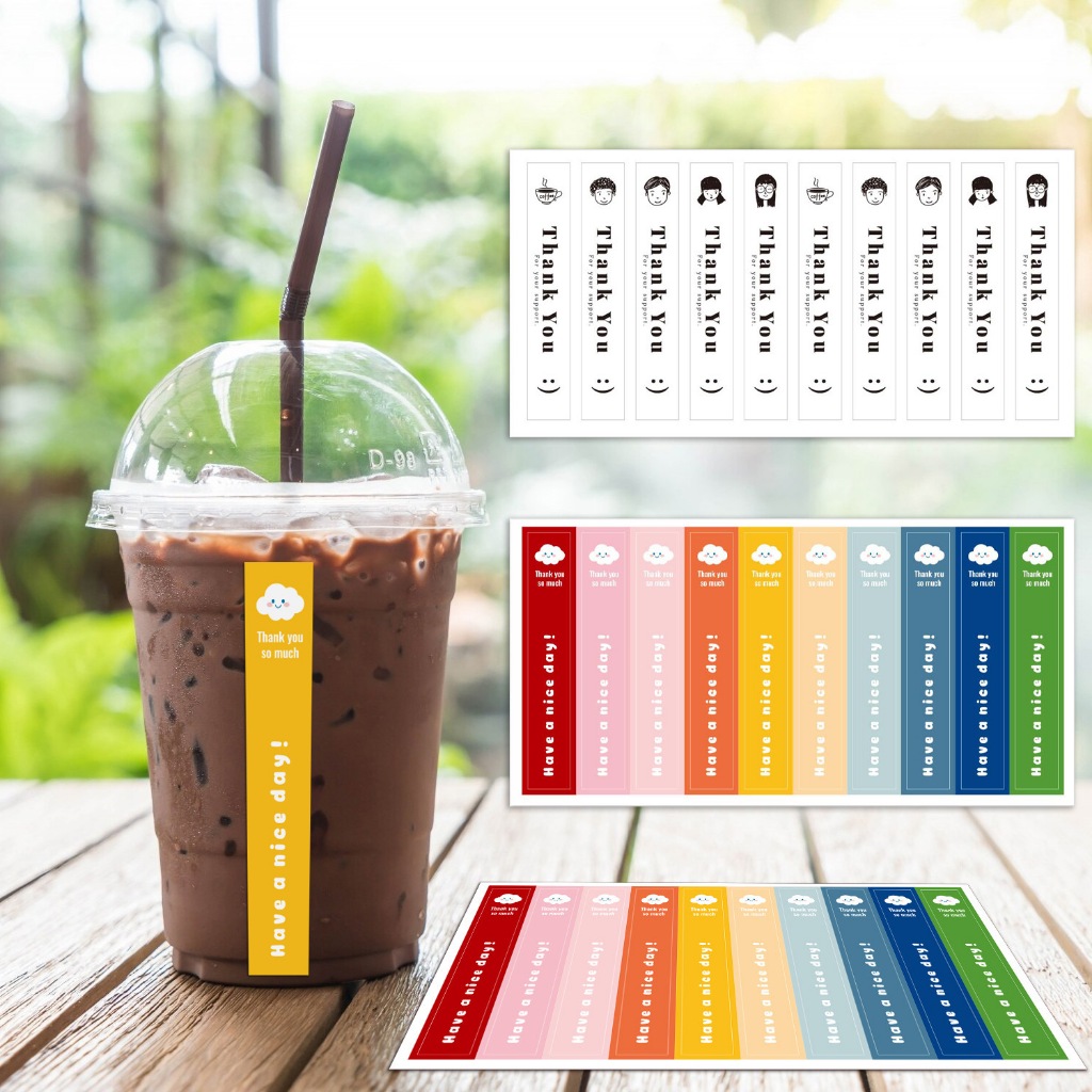 100 stickers/pack black rectangular thank you stickers gift box seal ...