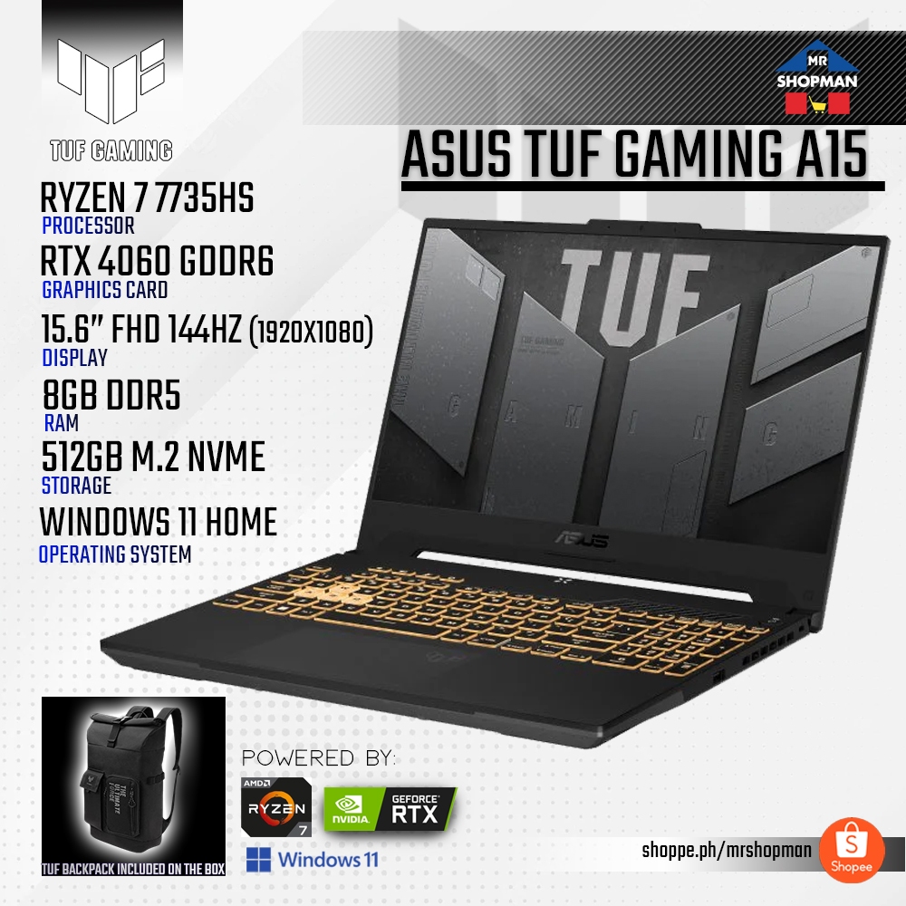 Asus TUF Gaming A15 FA507NV LP051W | 15.6" FHD | Ryzen 7 7735HS | RTX ...