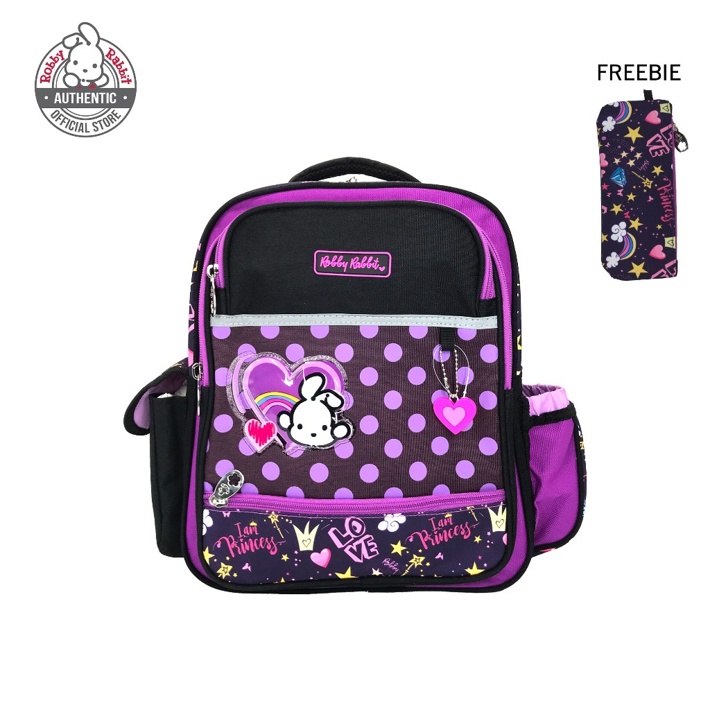 Robby Rabbit Princess Heart Backpack 14" (Purple, Black, Heart, Rainbow ...