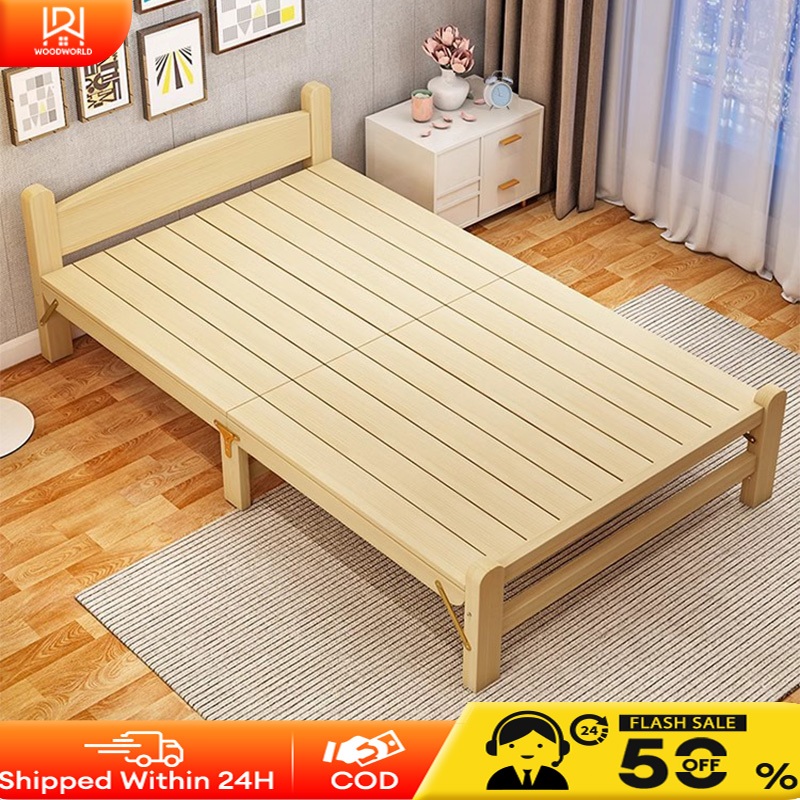 Folding bed solid wood 60/90cm office lunch break bed simple home 1.2m ...