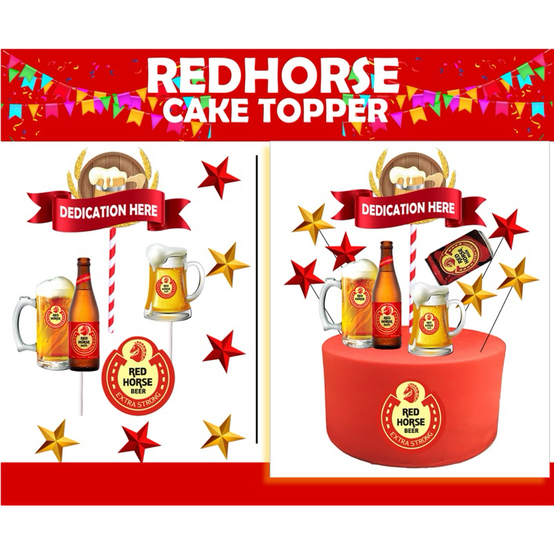 Red Horse Cake and Cupcake Topper ( WATERPROOF NO CUT ) | Shopee ...