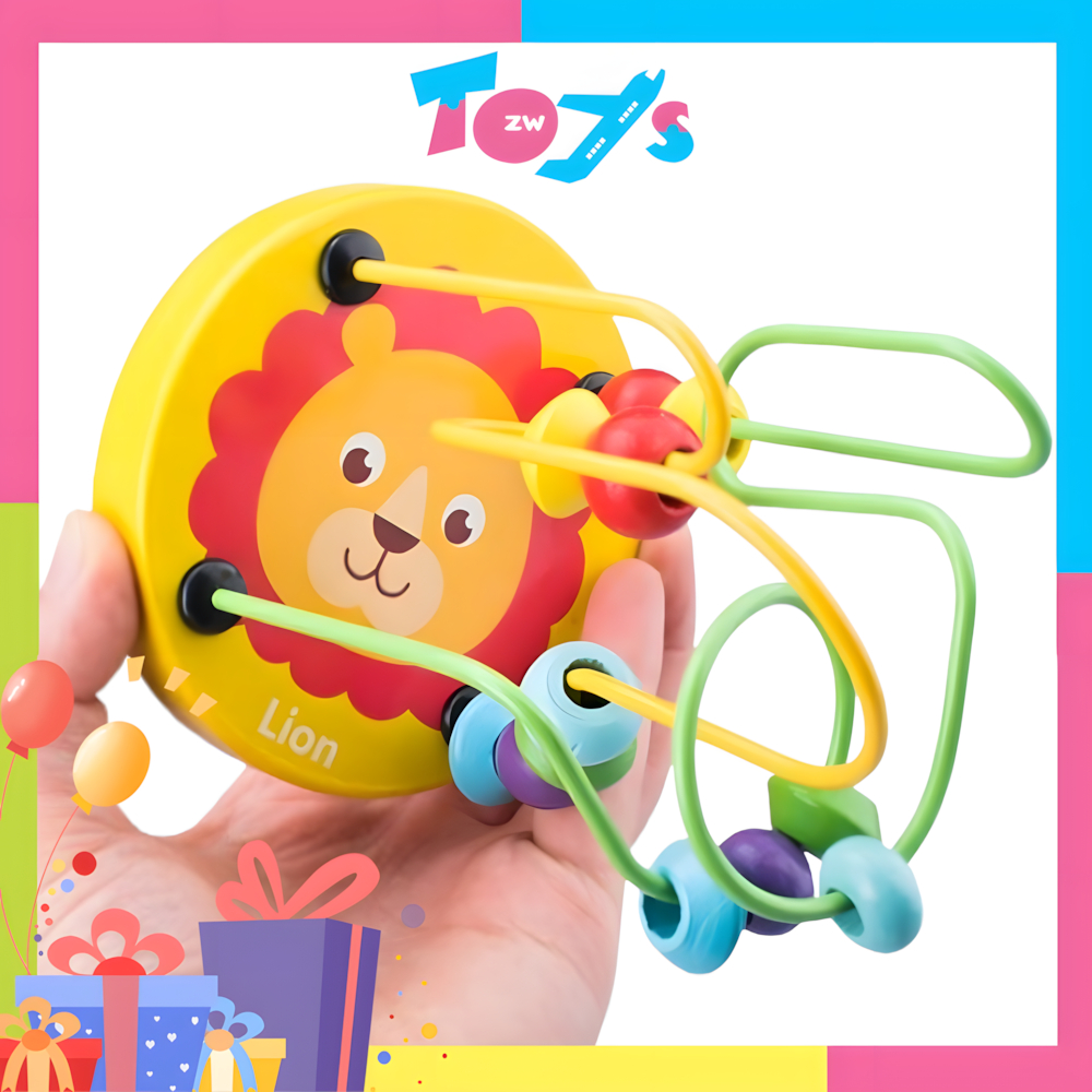 Gift Box Wooden Mini Round Beads Maze Cartoon Animal Small Toy Toys ...