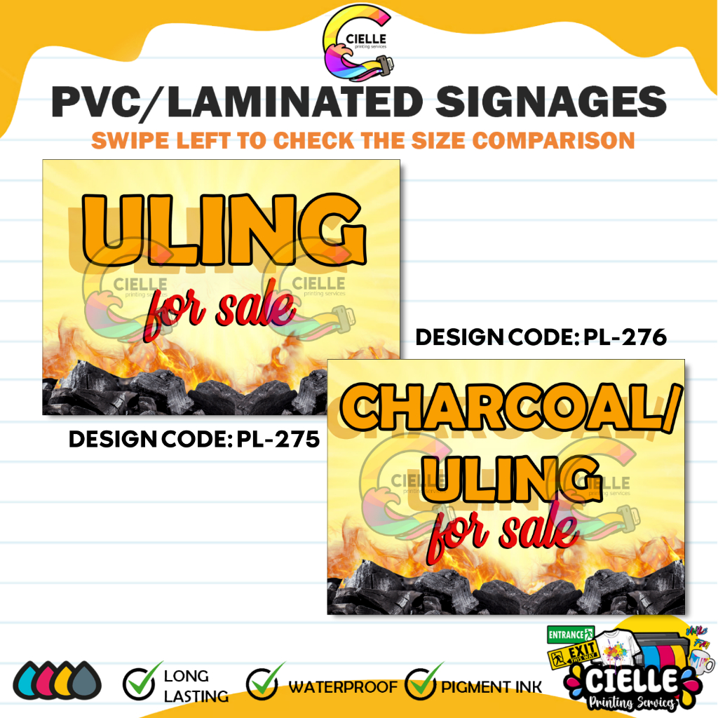 PVC/LAMINATED/STICKER SIGNAGES (PL-275&PL-276) - ULING/CHARCOAL FOR ...