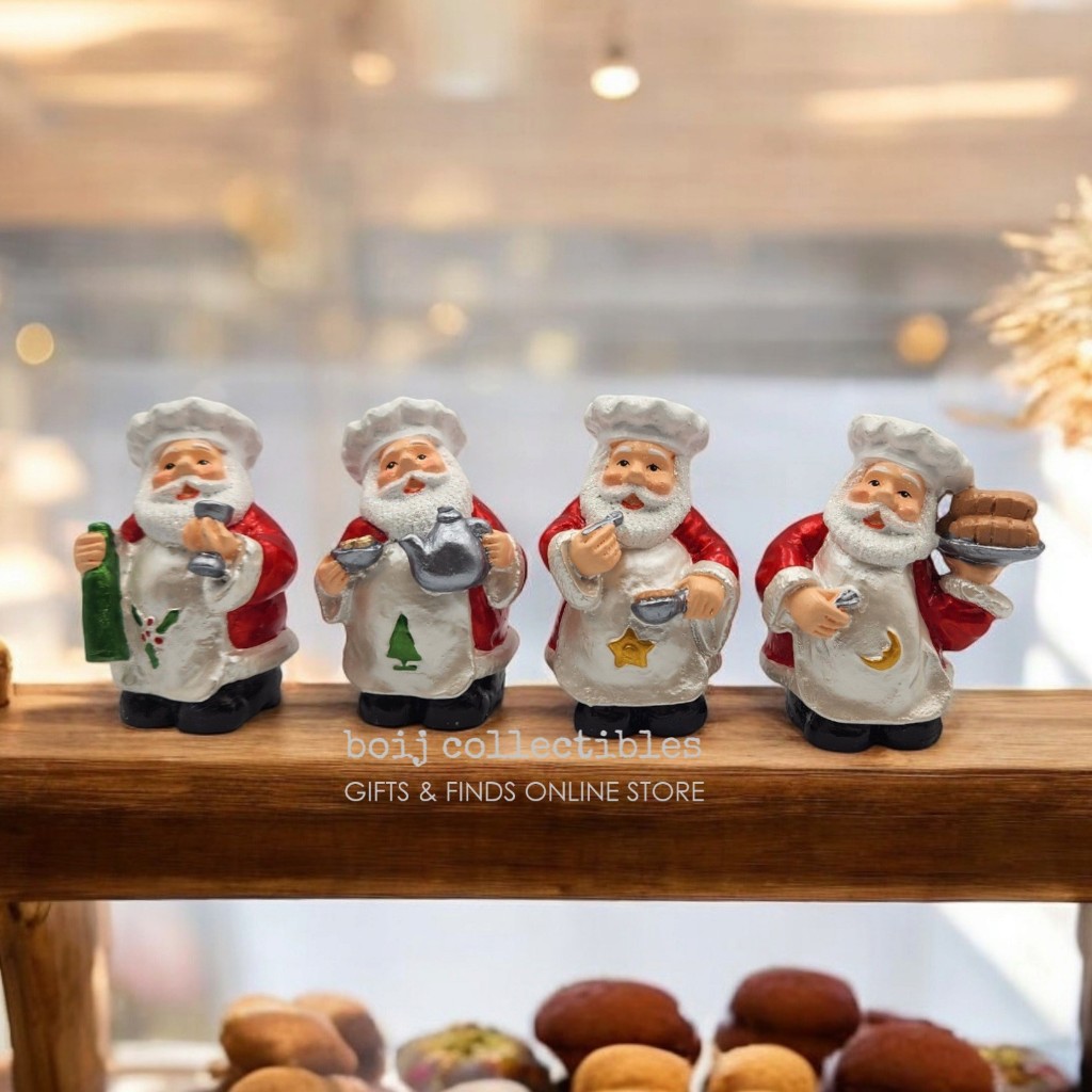 Set of 4 Chef Santa Claus Christmas Figurines Christmas Decor Height: 3 ...