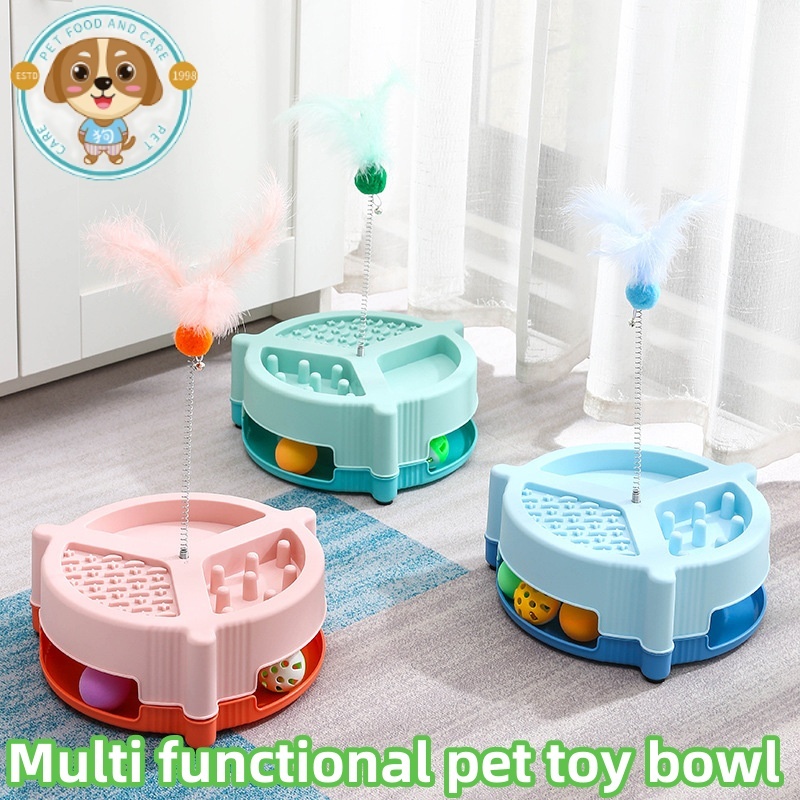 3 in 1 pet slow feeding bowl interactive entertainment mobile spinning ...