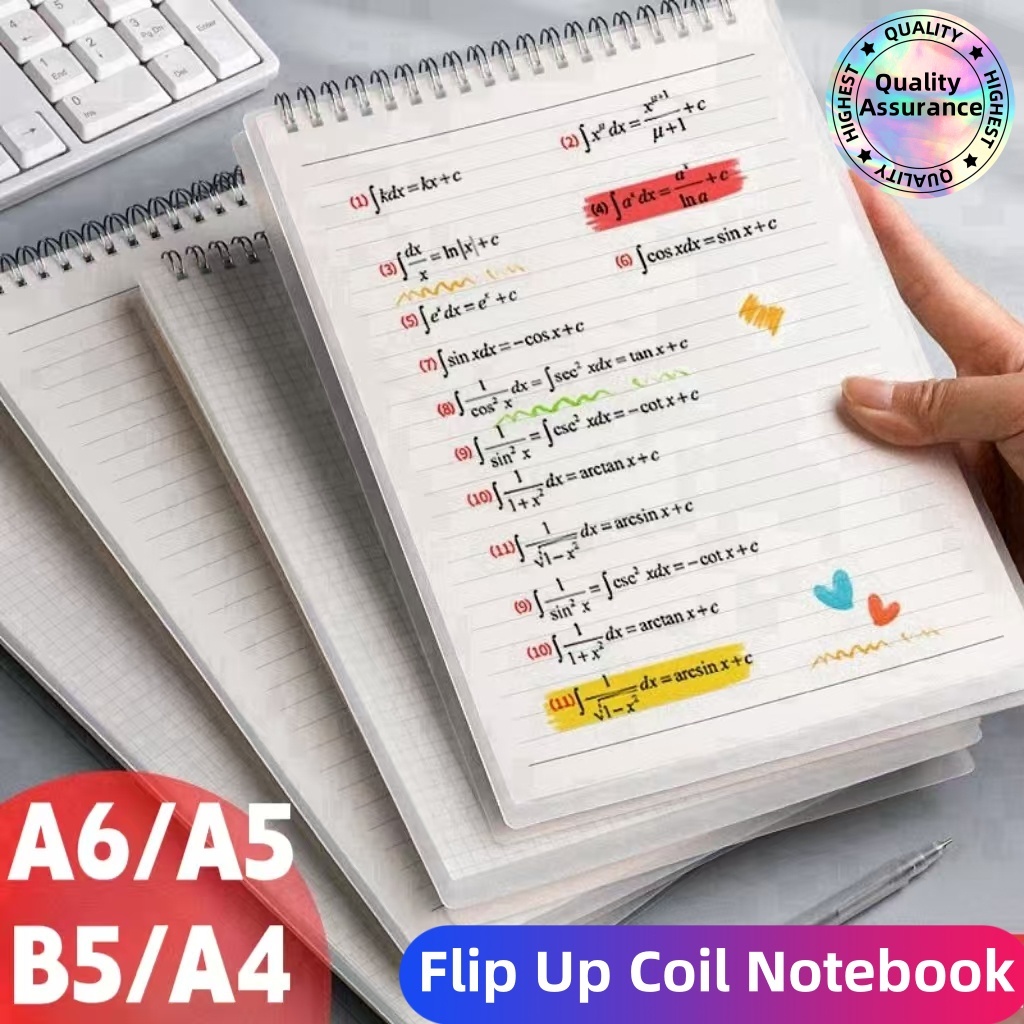 Muji Styled A6/A5/B5/A4 Vertical Type Notebook Coil Notebook Flip Up Notebook Steno Notebook ...