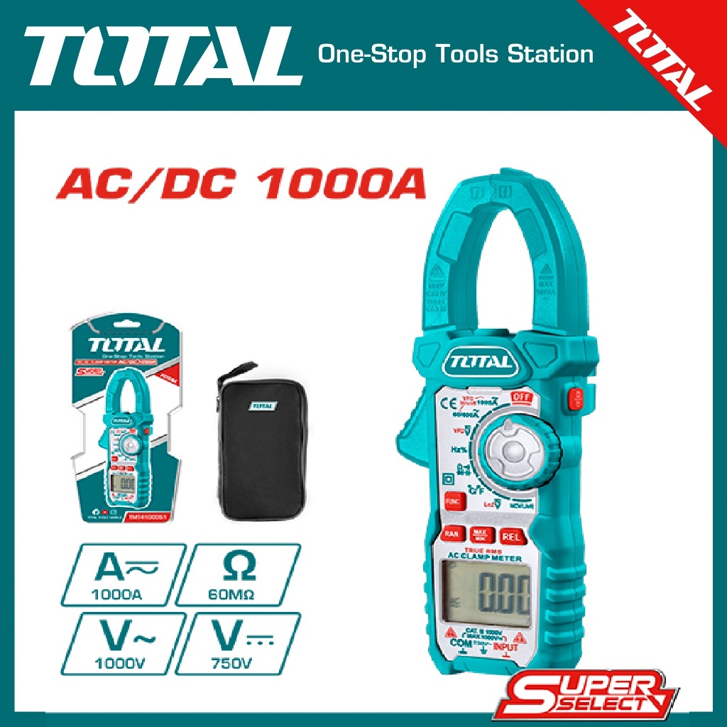 Total DC/AC Clamp Meter 6000 Counts Data Hold Non-contact Voltage ...