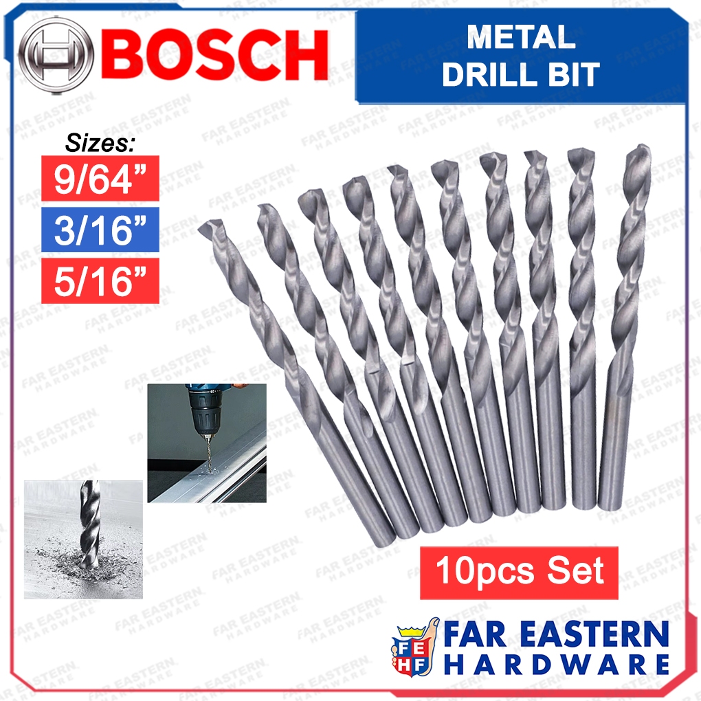 BOSCH Metal Drill Bit HSS-G 10pcs Set 9/64" | 3/16" | 5/16") RBAC | Shopee Philippines