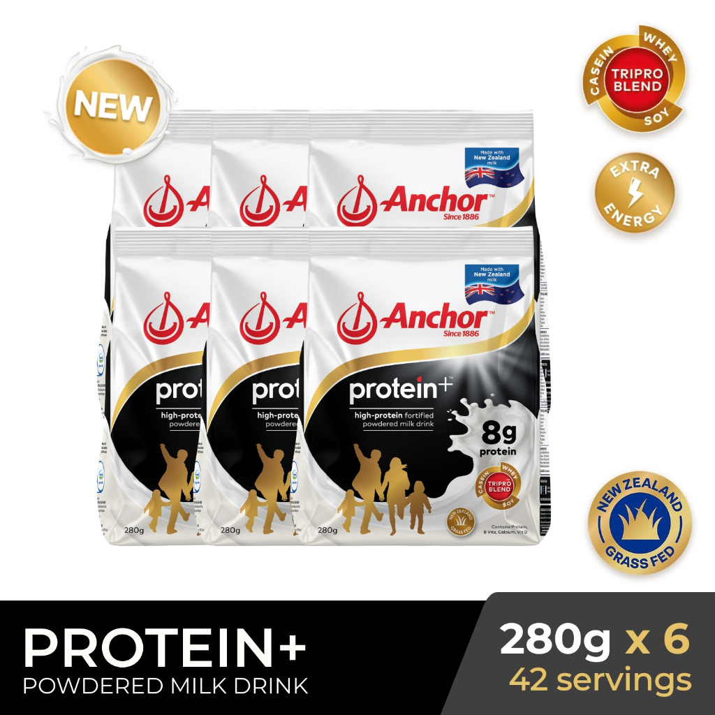 Anchor Protein Plus Milk Powder Plain 280g x6 | Shopee Philippines