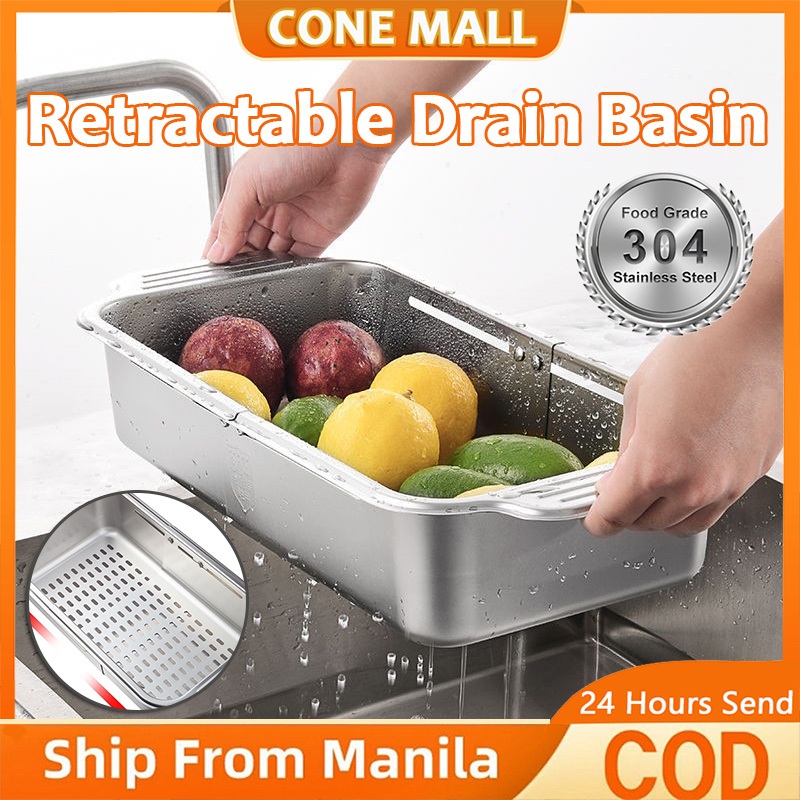 Retractable Drainage Rack 304 Stainless Steel Filter Rack Rectangular ...