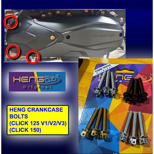 HENG Orig. Crankcase Bolt for HONDA CLICK 125 V1/V2/V3 and CLICK 150 ...