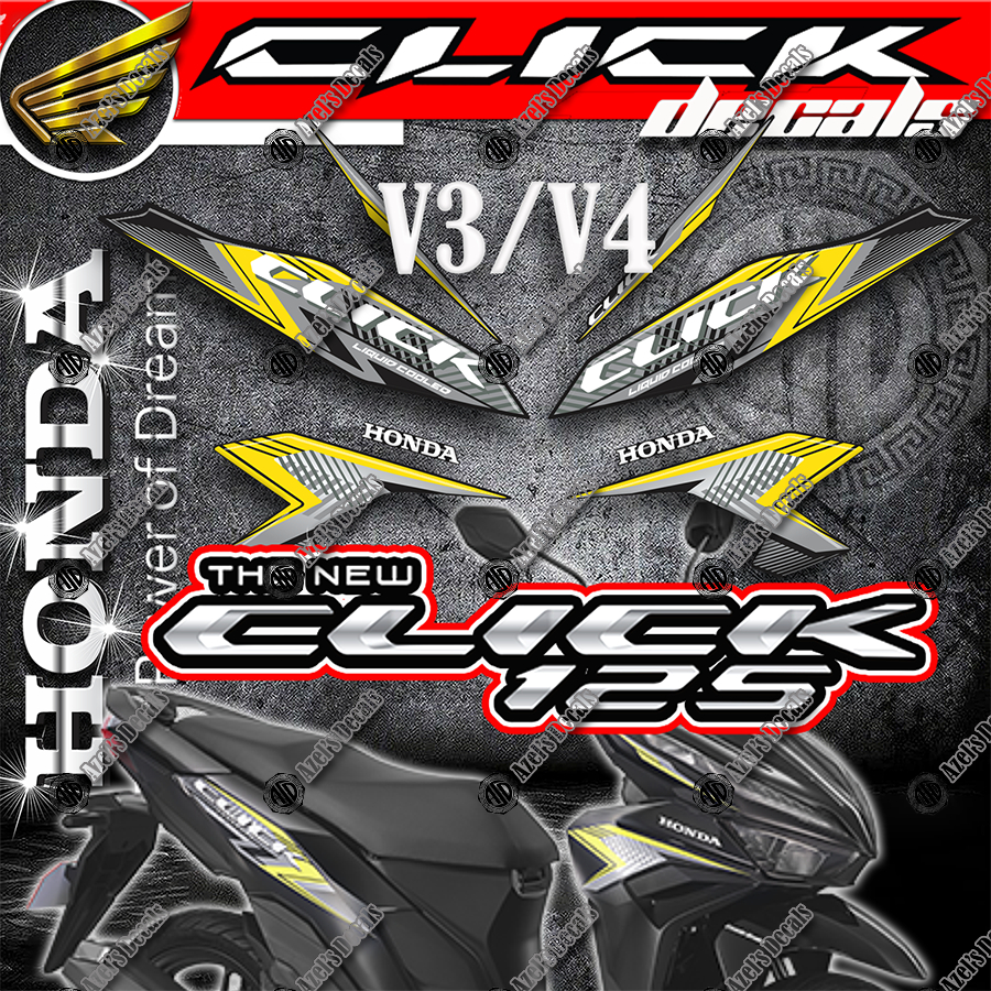 Honda Click 125i V3 & V4 stock decals sticker for motorcycle parts and ...