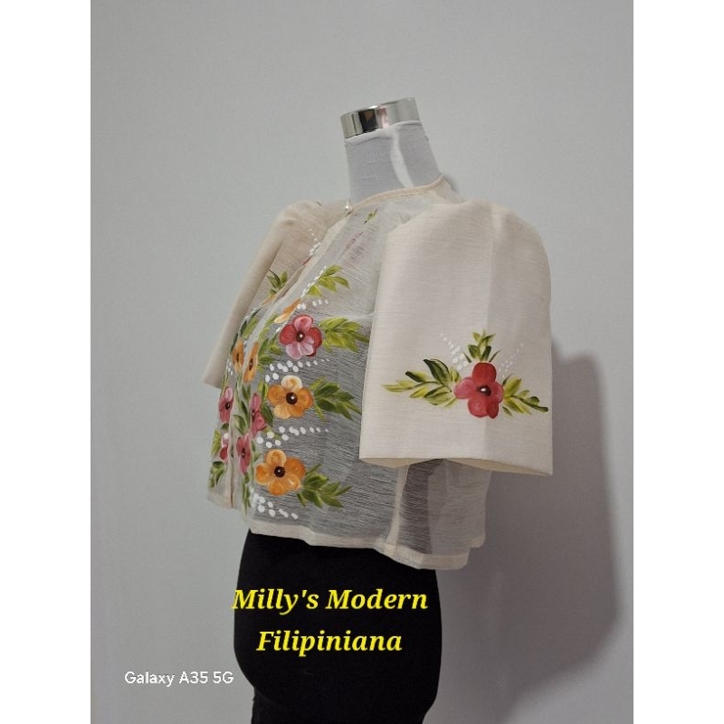 Modern Filipiniana Beige handpaint Bolero three color jusilyn blazzer ...