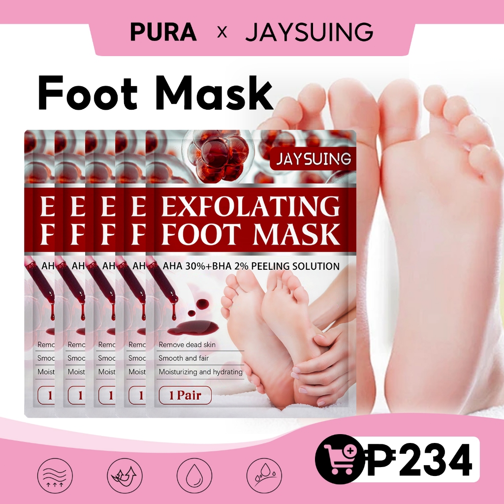 Jaysuing Exfoliating Foot Mask 5 Pcs Fruit Acid Peeling Foot Mask AHA ...