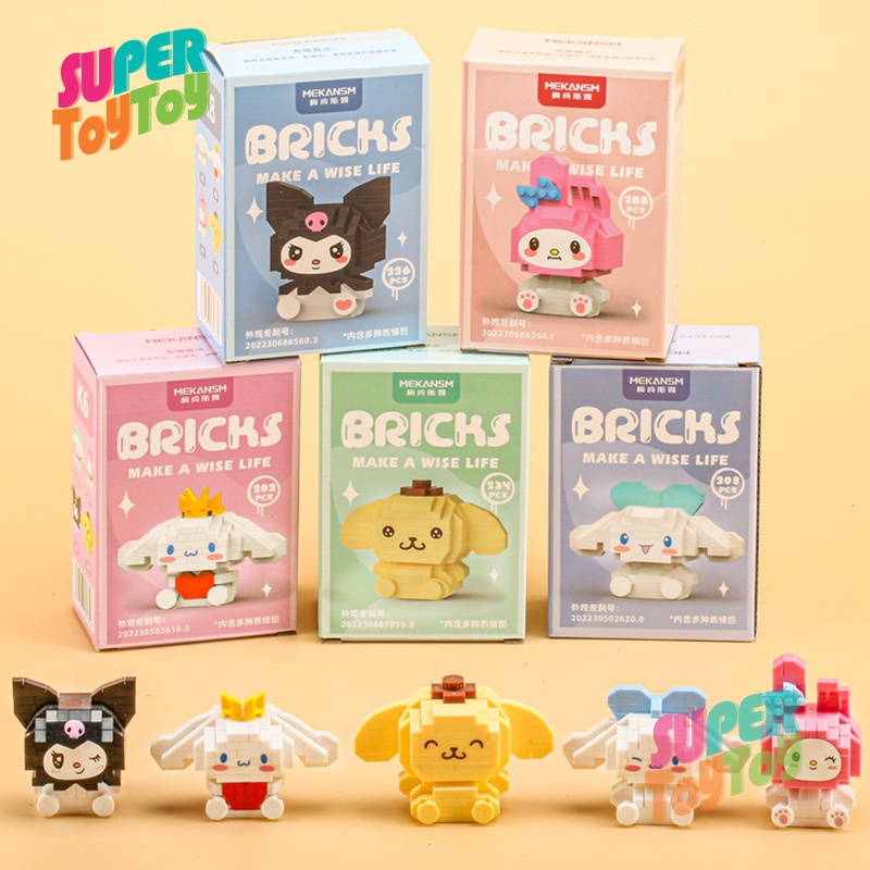 [COD] Building Blocks Toys Mini Kuromi My Melody with Bicycle Sanrio ...