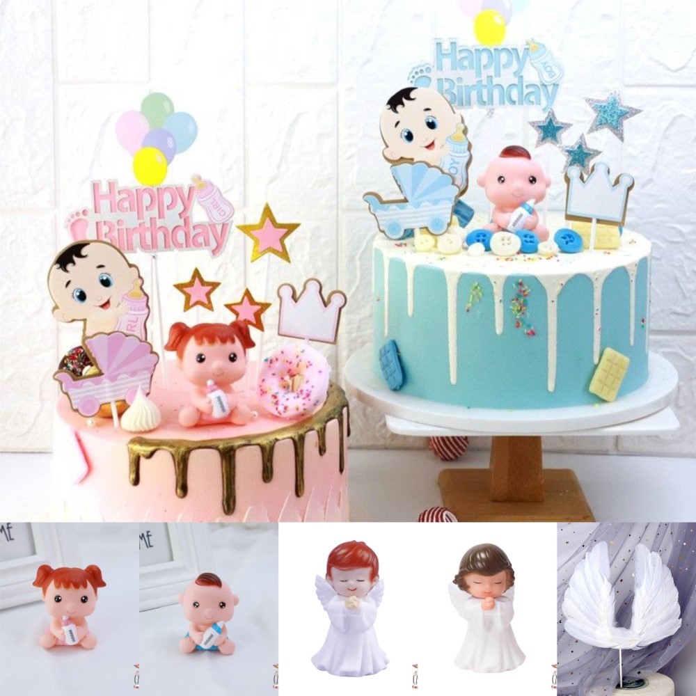 Baby Boy Girl Birthday Christening Cake Topper angel gender reveal ...