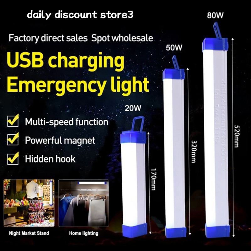 30/60/90W USB Emergency Light LED Rechargeable Portable Camping ...
