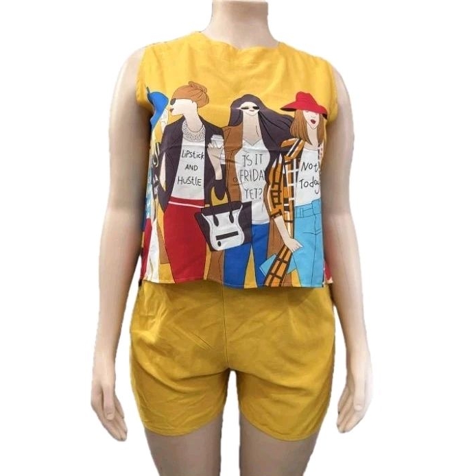Plus Size Mitch Long Back Tops and Shorts Coordinates with Side Pockets ...
