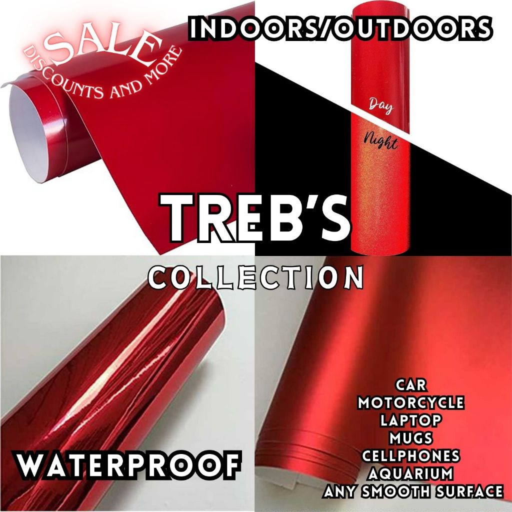 red sticker waterproof vinyl wrap decal glossy matte chrome ...