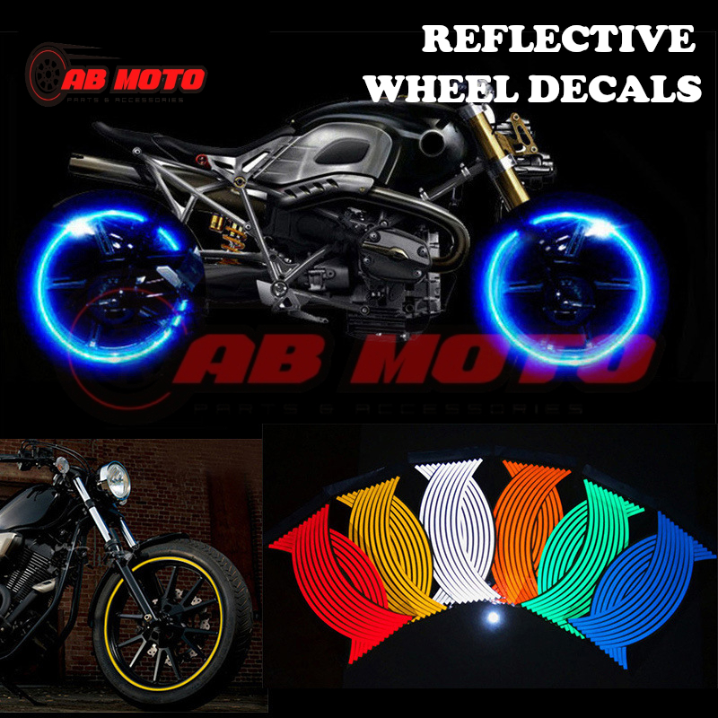 16PCs Universal Waterproof Motorcycle Wheel Rim Reflective Stickers ...