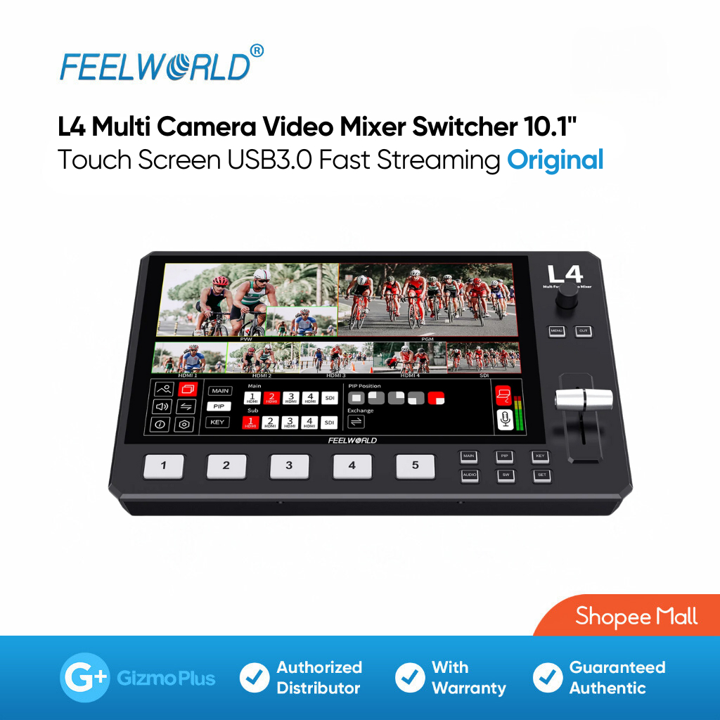Feelworld L4 Multi Camera Video Mixer Switcher 10.1"Touch Screen USB3.0 ...