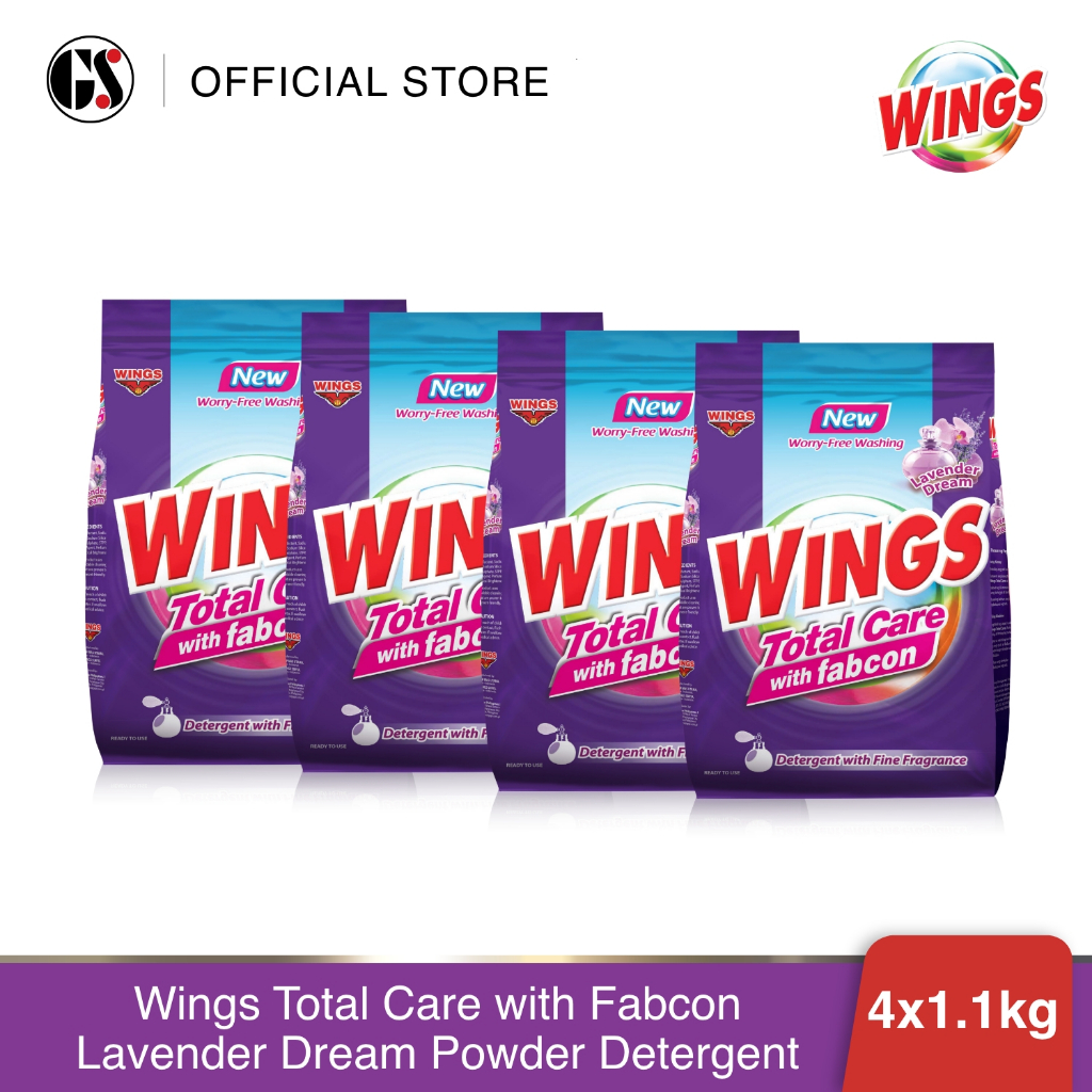 Wings Total Care with Fabcon Lavender Dream Powder Detergent 1.1kg Set ...
