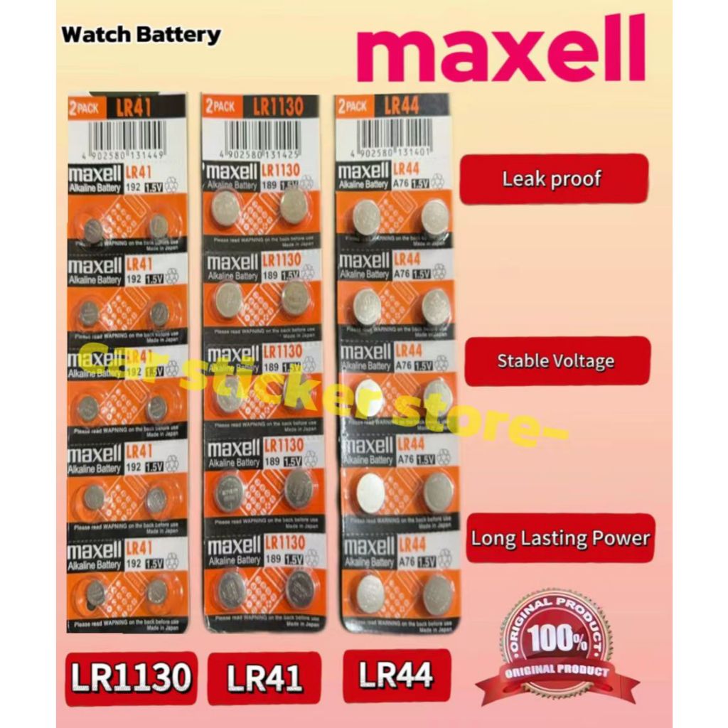 (𝟭𝟬𝗣𝗖𝗦) MAXELL LR1130 / LR44 / LR41 (ORIGINAL) AG13 AG3 AG10 Alkaline Battery Remote Control ...