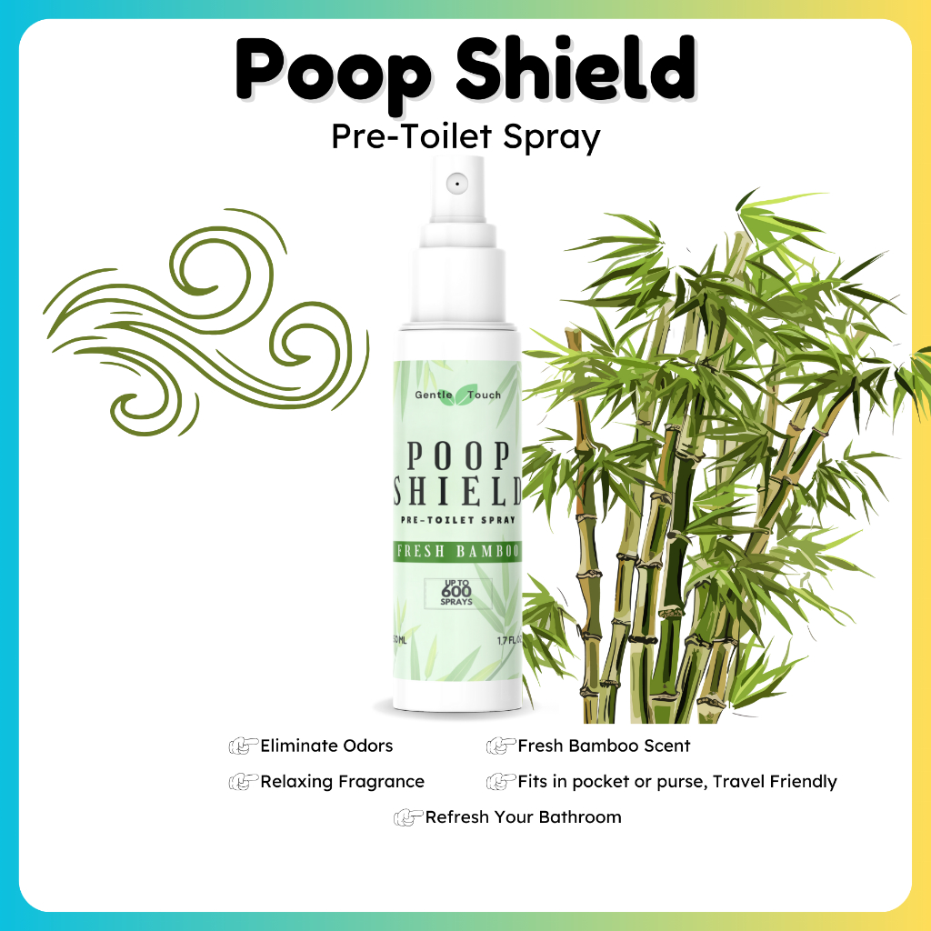 FRESH BAMBOO Poop Shield Pre-Toilet Deodorizer Spray Odor Buster Air ...