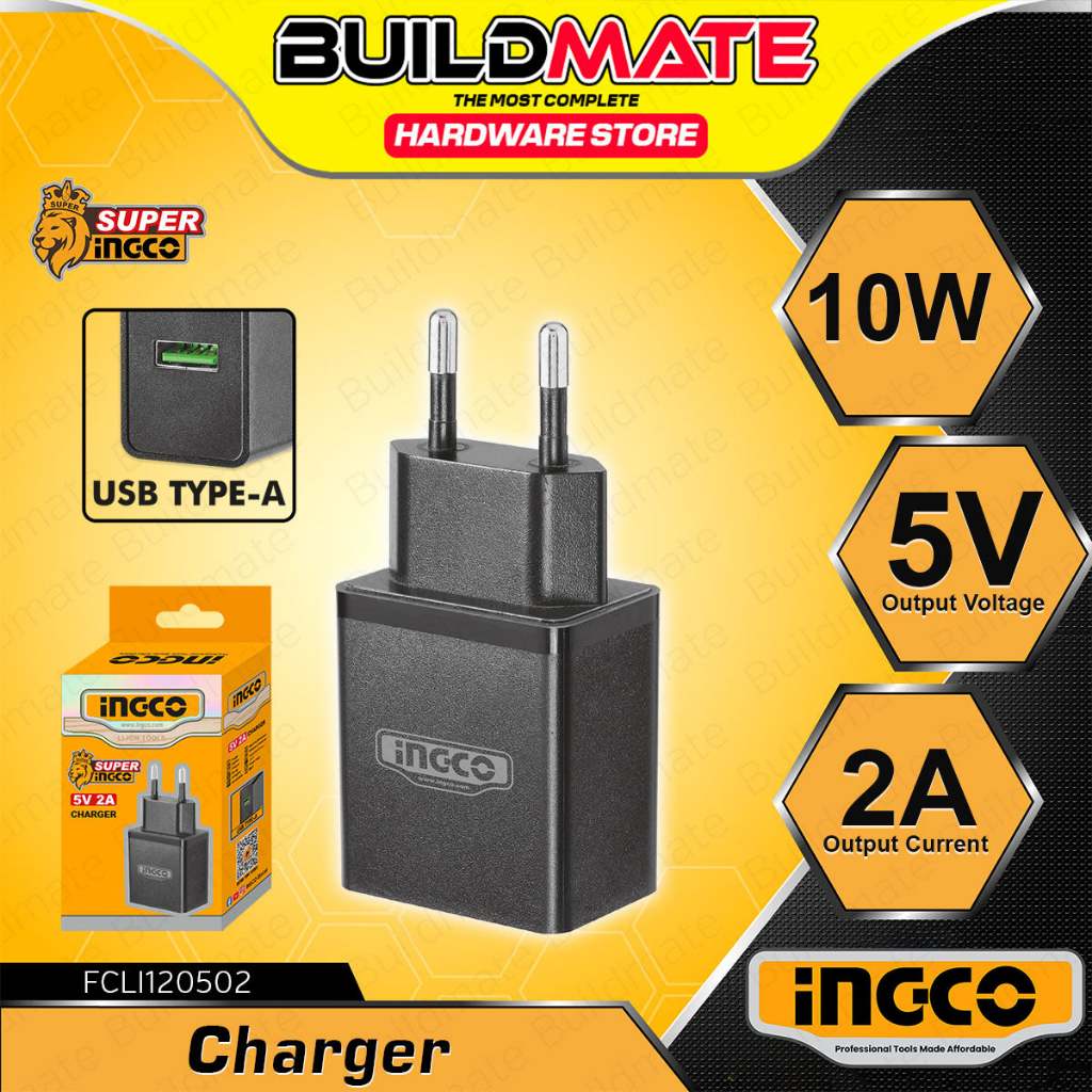 BUILDMATE Ingco 5V 2A USB Wall Charger Single Port Type-A Adapter Power ...
