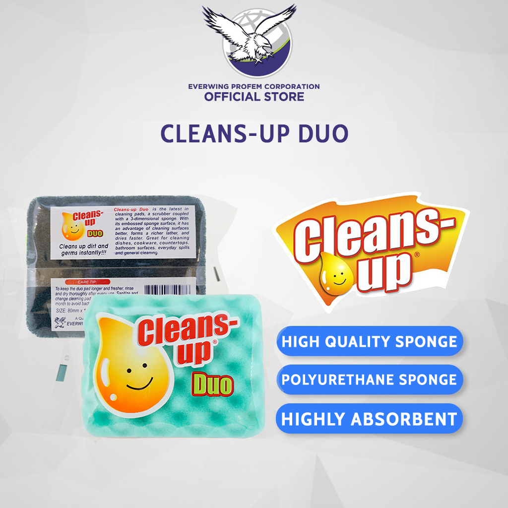 Cleans up Sponge Duo Pad Dish Sponges (Cleans Dishes) | Shopee Philippines