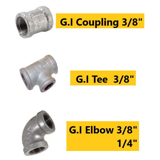 GI Pipe Fittings Galvanized Iron 1/4" , 3/8" For Plumbing Work Elbow.Coupling,Tee | Shopee ...