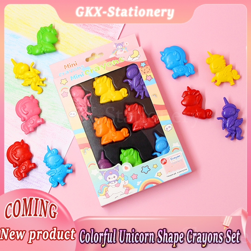 8 Colors Unicorn Shape Crayons Kids No Dirty Hands Crayon Set Drawing ...