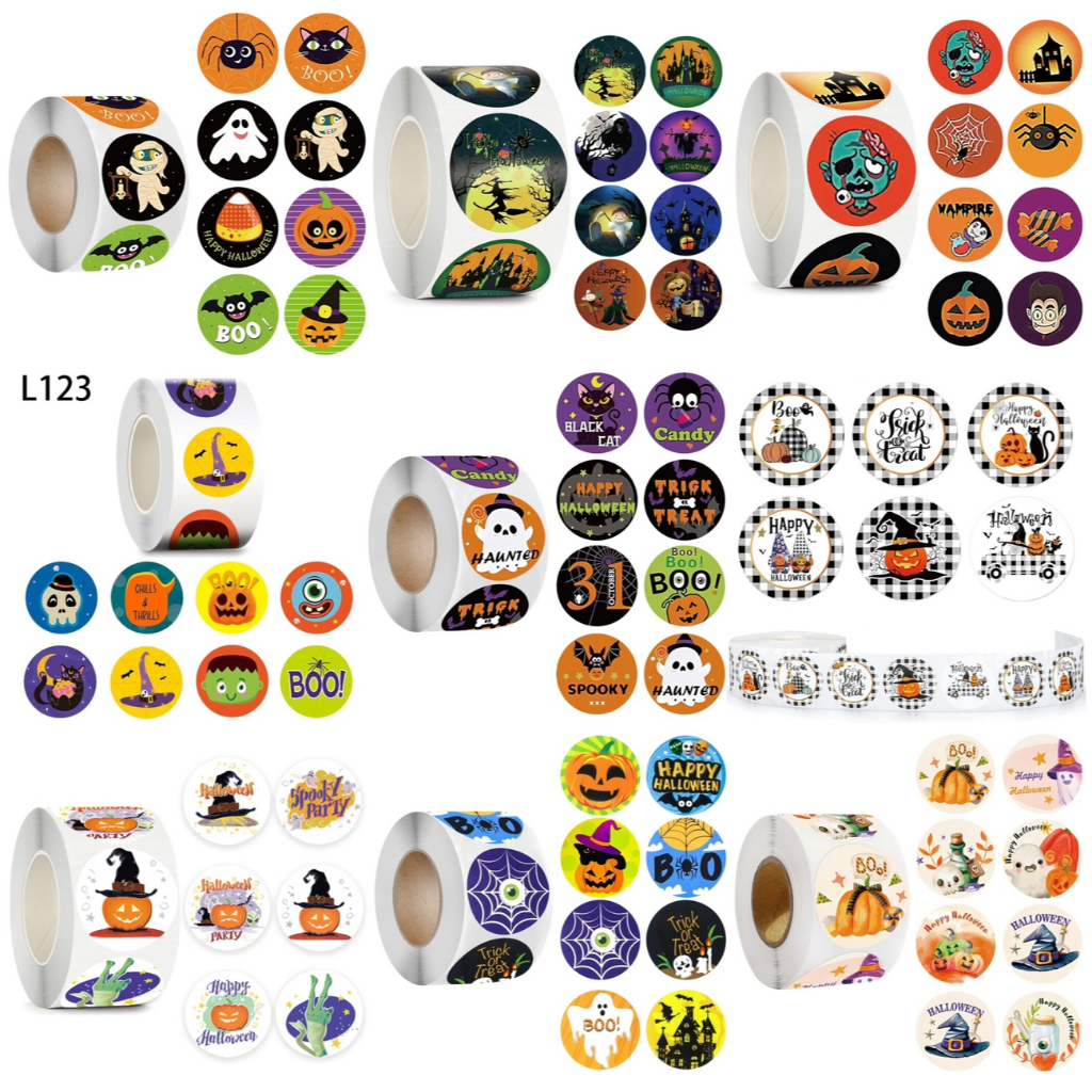 500 pieces/roll Happy Halloween decoration sticker labels | Shopee ...