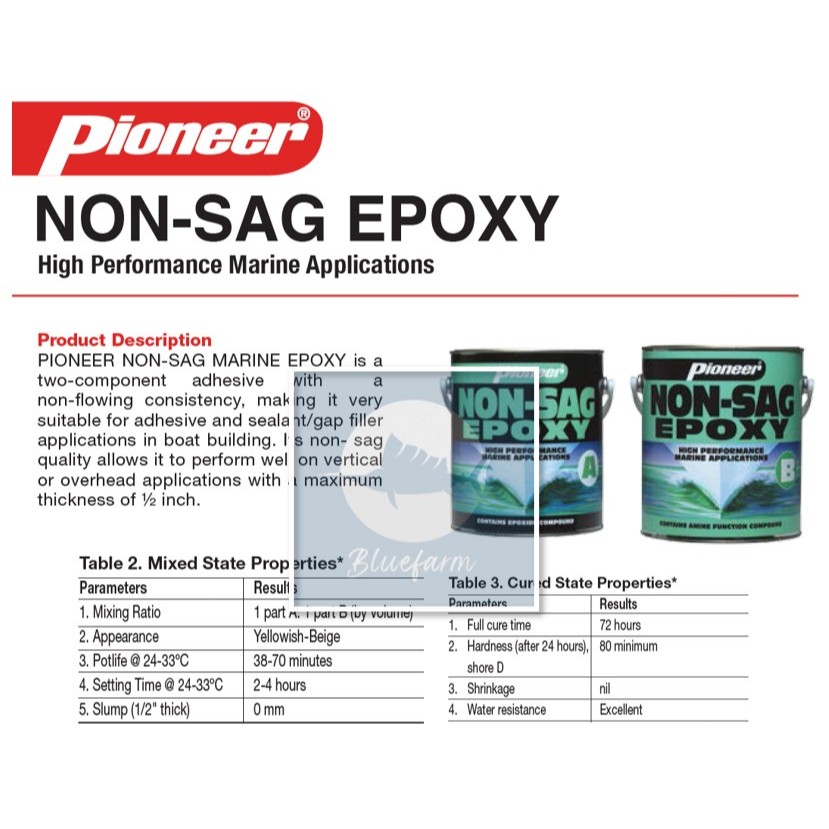 Pioneer Non-Sag Epoxy A&B – Marine, Construction Adhesive, 1 Gallon (4 ...
