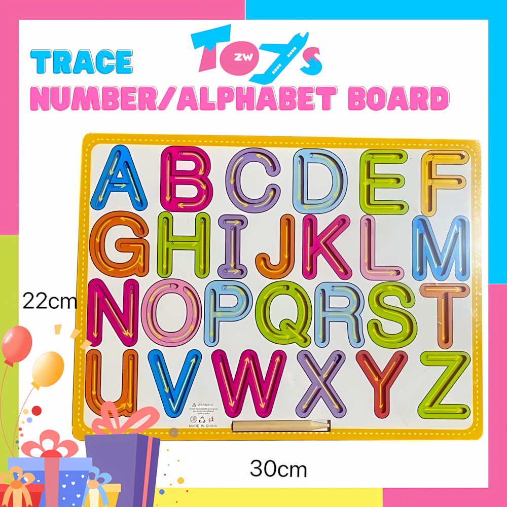Gift Wooden Trace Number Alphabet Board Writing Tracing Pen Educational ...