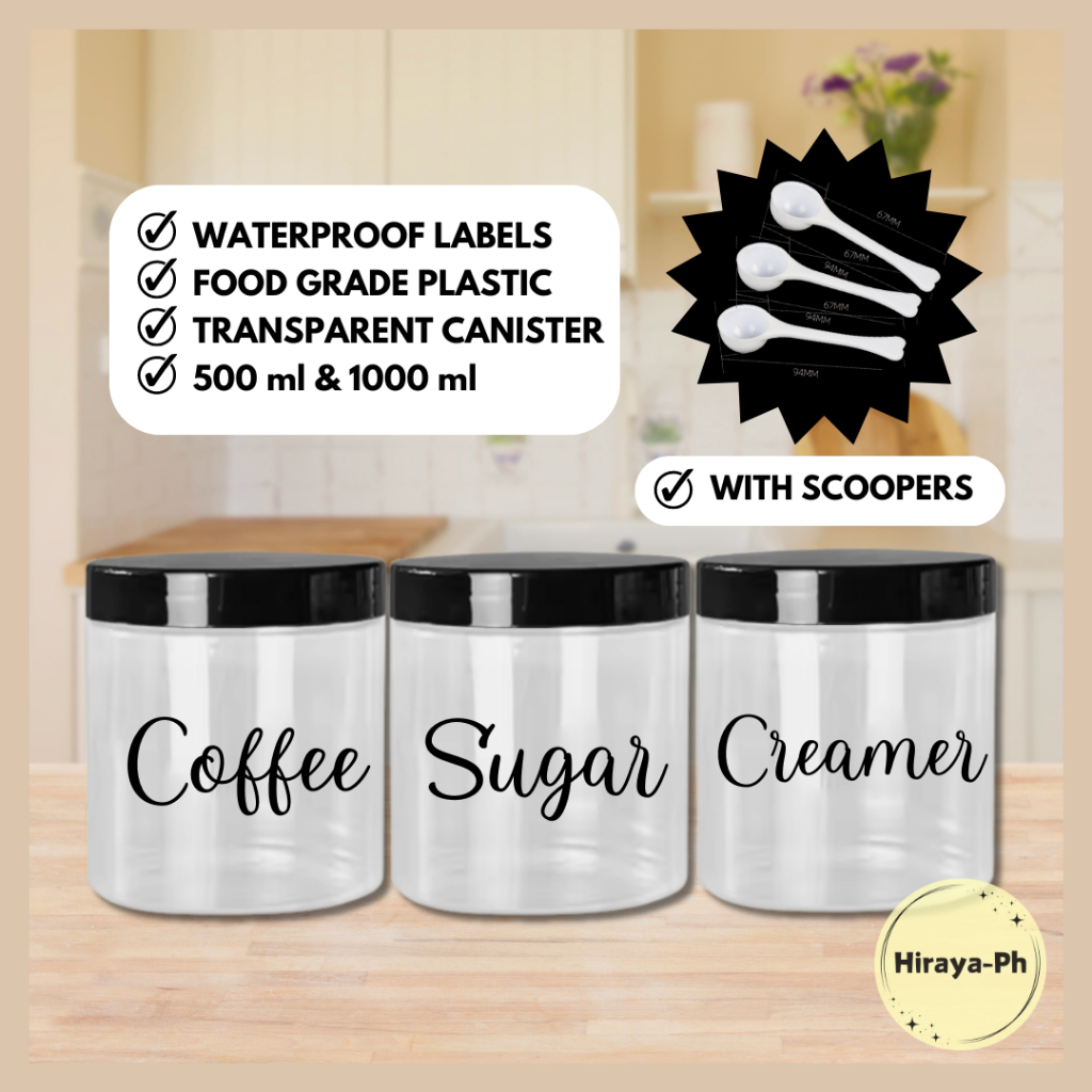 Hiraya Ph Plastic Coffee Canister Jar Garapon Transparent with Spoon ...