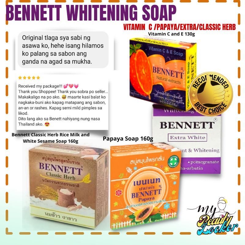 BENNETT EXTRA WHITENING SOAP, VITAMIN C AND E ALOE VERA BODY AND FACE ...