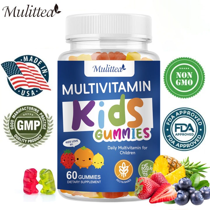 Mulittea Multivitamin Vitamin Gummies for Kids Supplements Vitamin D3 ...